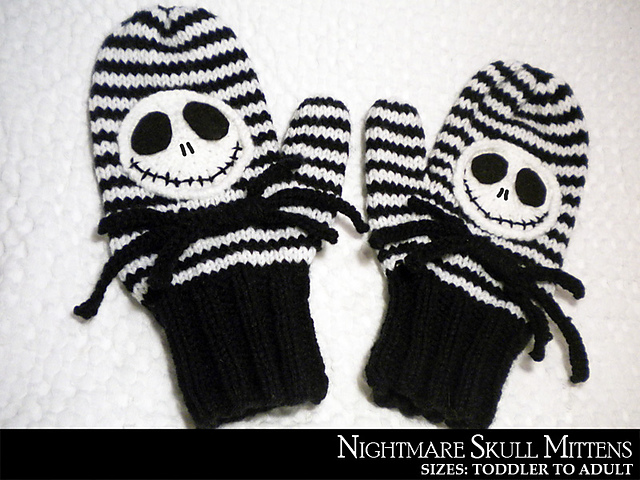 Ravelry: Nightmare Skull Mittens pattern by Aunt Janet's Designs