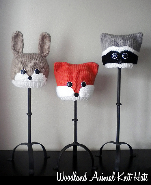 Ravelry: Woodland Animals Knit Hats pattern by Aunt Janet's Designs