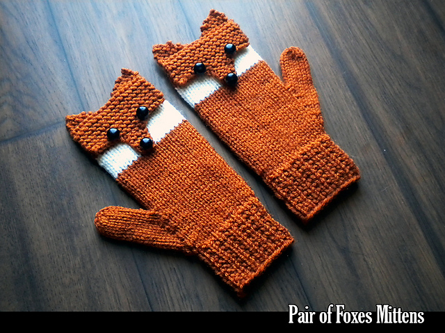 Ravelry: Pair of Foxes Mittens pattern by Aunt Janet's Designs
