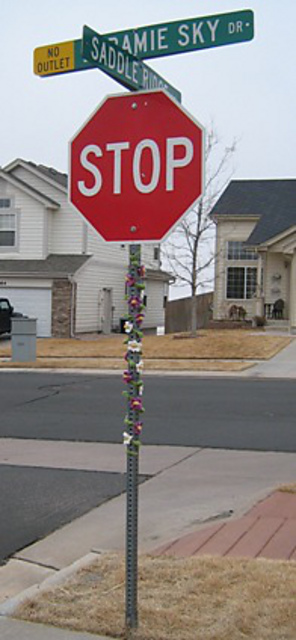 Ravelry: Floral Vine Stop Sign Cozy Yarn Bomb pattern by Deborah Bagley
