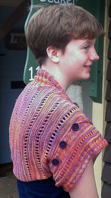 Ravelry: Cuff's Shrug in Lace with Dorset buttons pattern by Beaker Button