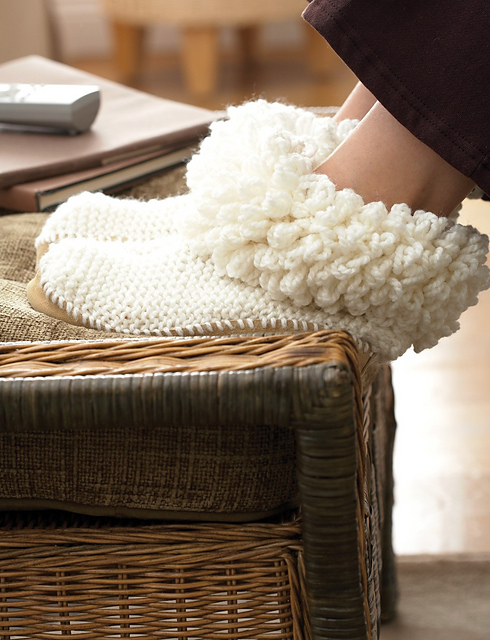 Ravelry: Loopy Cuffed Boot Slipper pattern by Patons