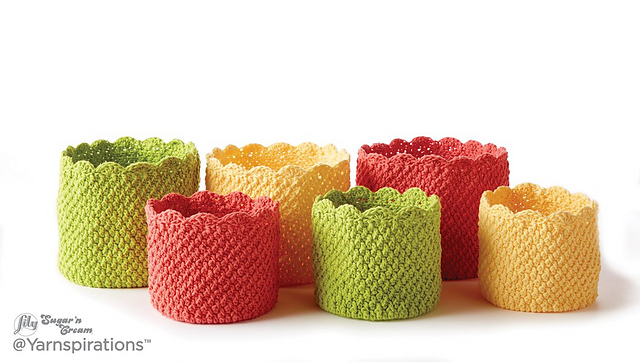 Ravelry: Scallop Edged Baskets pattern by Yarnspirations Design Studio