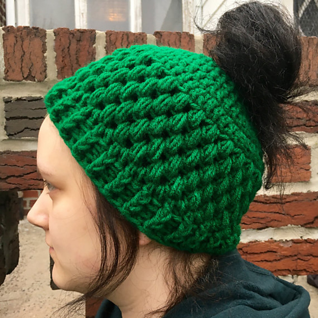 Ravelry: Messy Bun Beanie pattern by BKLYN Handmade