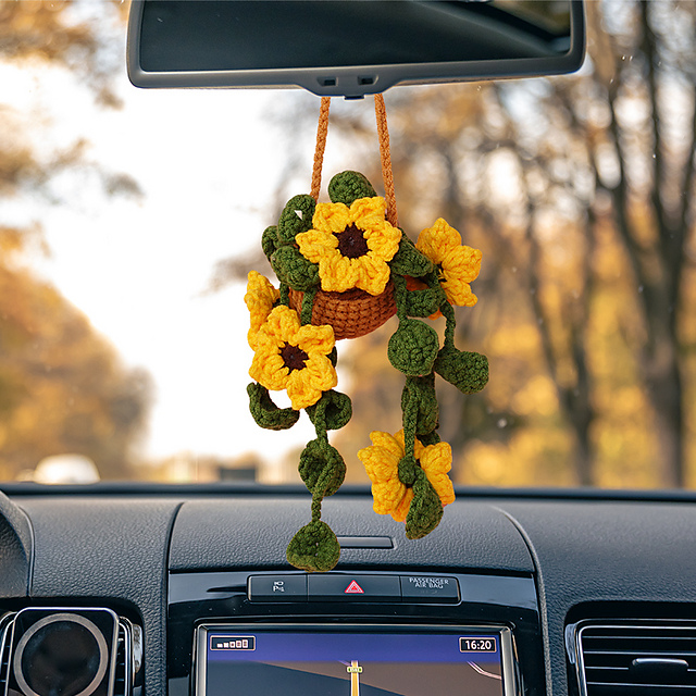 Ravelry: Sunflowers Basket Car Hanging pattern by Camille Brown