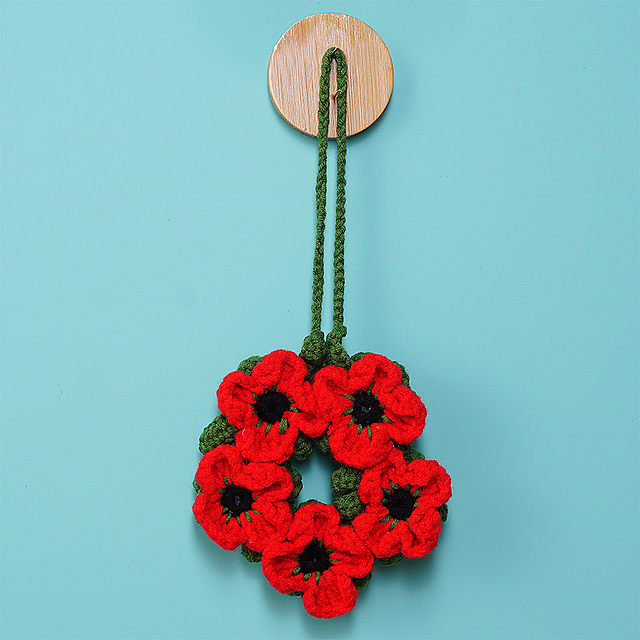 Ravelry: Poppy Wreath Car Hanging pattern by Camille Brown