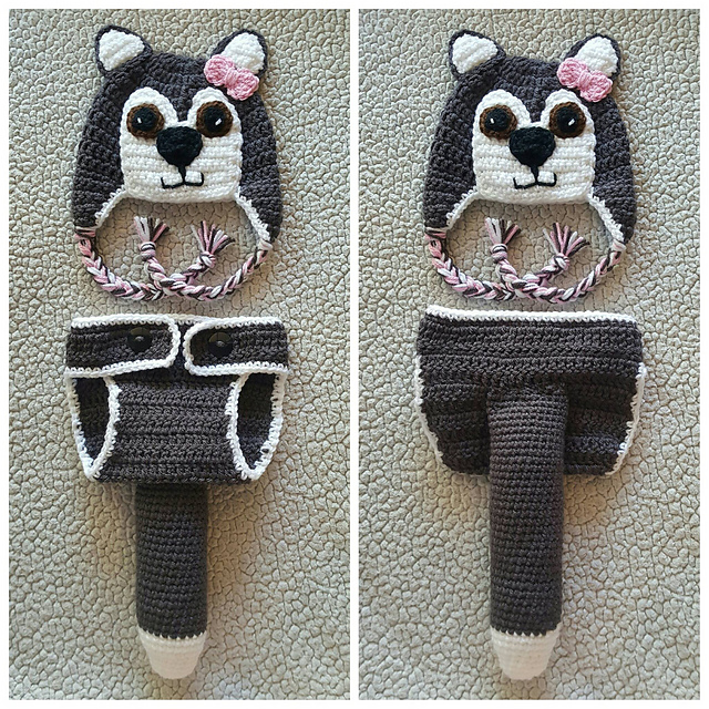 Ravelry: Wolf Hat and Diaper Cover pattern by Brooke Rabideau