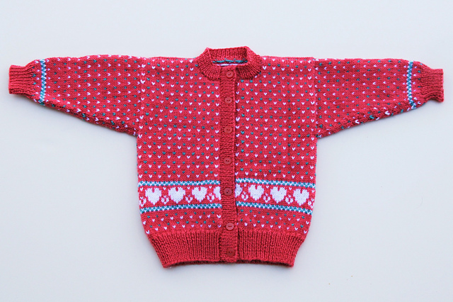 Ravelry: Sweet Hearts Fair Isle Baby Cardigan pattern by Bridget Pupillo