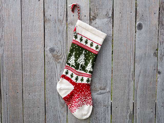 Ravelry: Snowy Trees Stocking pattern by Caitlin Wilhelm
