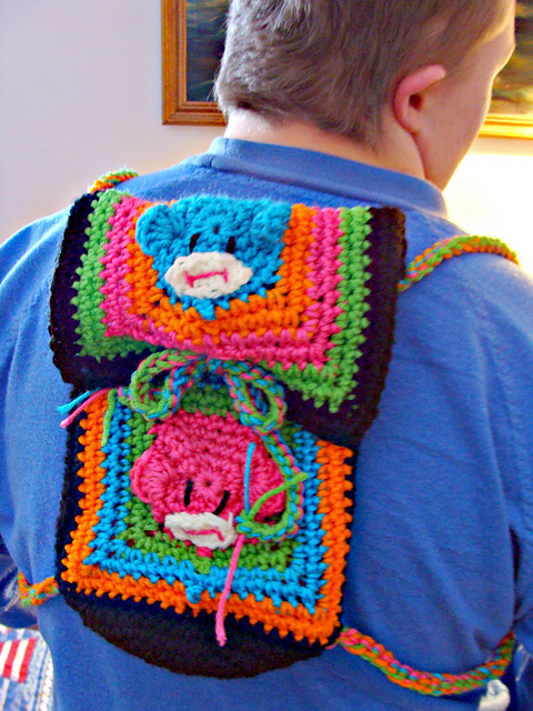 Ravelry: 526 Retro Sock Monkey Drawstring Backpack Bag pattern by Sandy ...