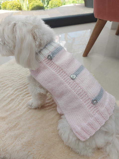 Ravelry: Pink stripe dog coat pattern by Carol Austin