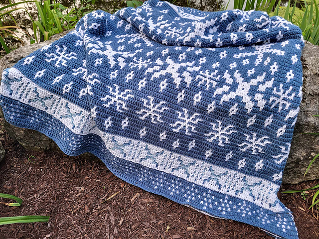 Ravelry: Early Snowflakes Mosaic Overlay Blanket pattern by Carol Webster