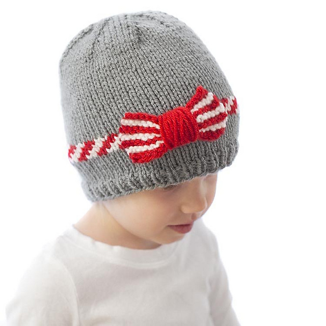 Ravelry: Candy Cane Bow Hat pattern by Cassandra May