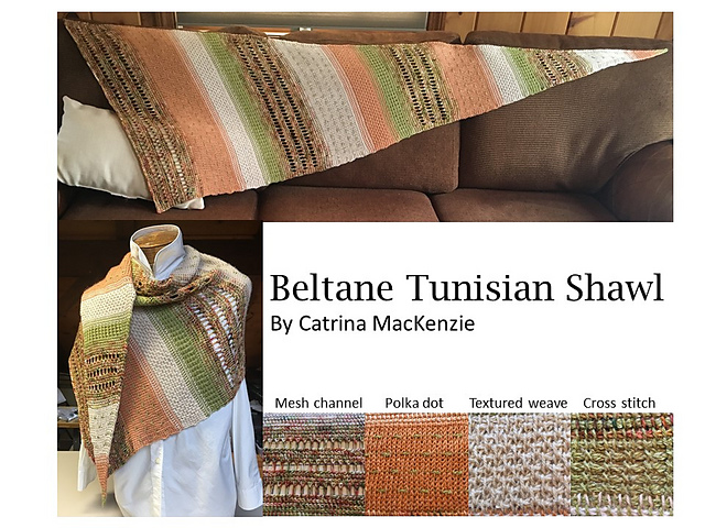 Ravelry: Beltane Tunisian Shawl pattern by Catrina MacKenzie