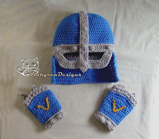 Ravelry: Knight Armour Helmet and Cuffs pattern by Cathy Ren