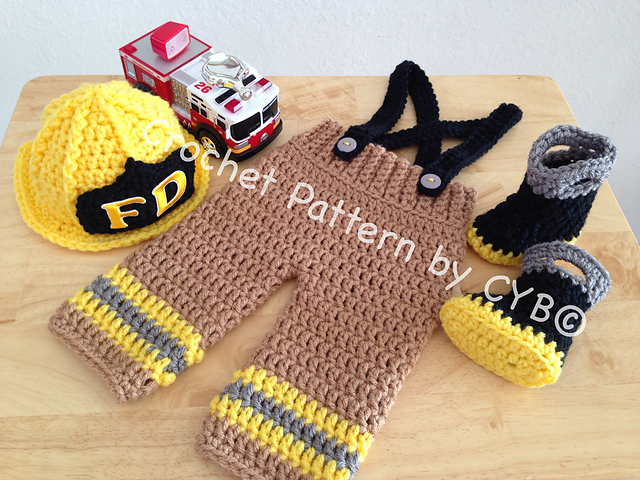 Ravelry: 3 Month Size Baby Fireman Firefighter pattern by Caryn Ekhoff