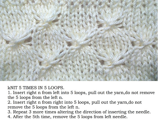 Ravelry: cherrycheeks2012's 5 PETAL FLOWER KNITTING STITCH PATTERN