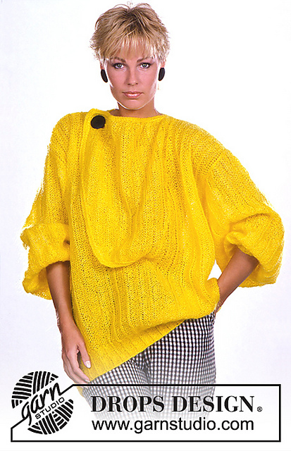Ravelry: 4-11 Long jumper with fold-over collar pattern by DROPS design