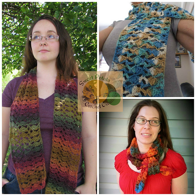 Ravelry: Feathery Fans Scarf pattern by Sweet Potato Crochet Creations