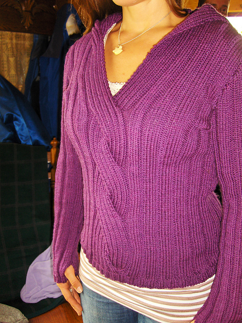 Ravelry: Ribbed Sweater with Centre Front Cable pattern by Naturally Yarns