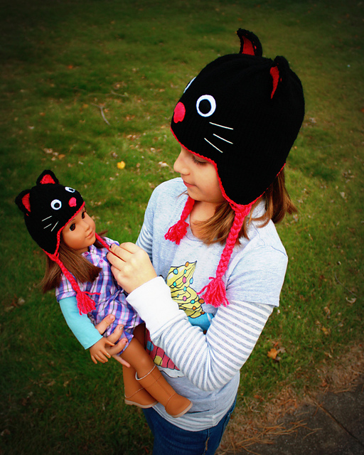 Ravelry: Hip Cat Child and 18-inch doll Hat Set pattern by Nicole ...