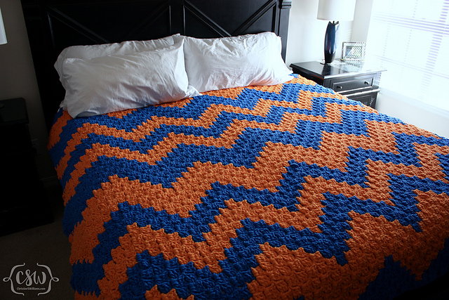 Ravelry: Chunky C2C Chevron Blanket pattern by Christine Williams