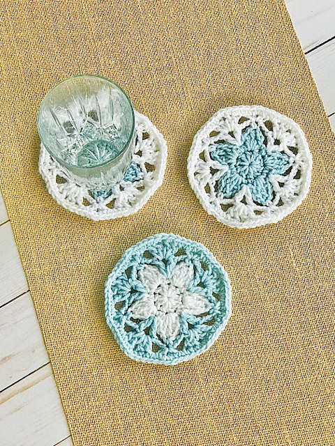 Ravelry: Forget-Me-Not Coasters pattern by Rachel Counts