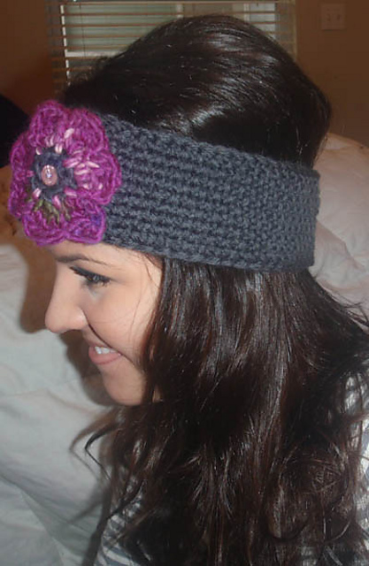 Ravelry: Purple Flower Earwarmer pattern by Courtney Fikes