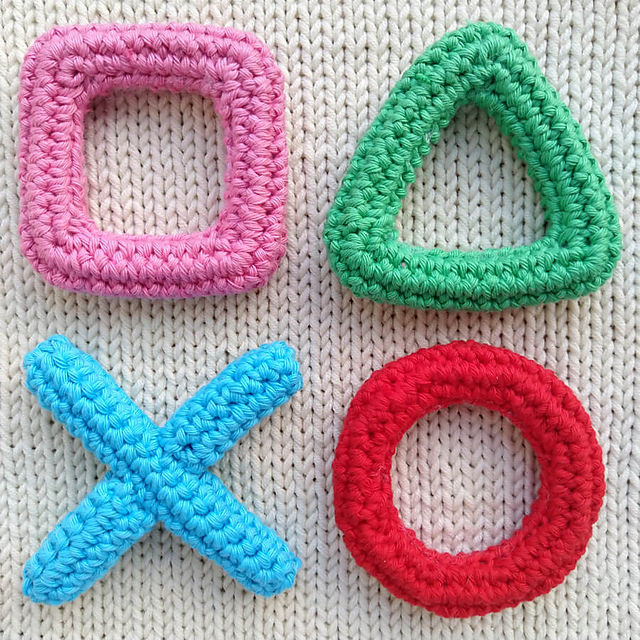 Ravelry: Playstation symbol 3D shapes pattern by Janine Dalton