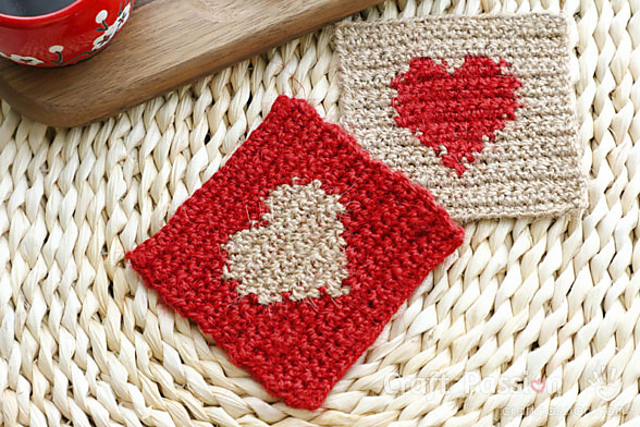 Ravelry: Valentine Heart Coasters pattern by Joanne Loh