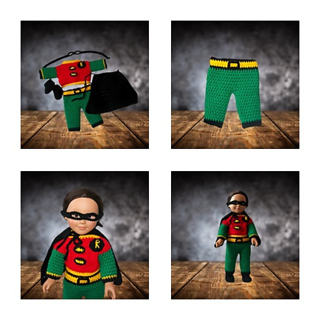Ravelry: Superhero Robin Doll Costume, #107 pattern by DWC