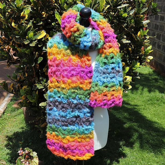 Ravelry: Bulky Yarn Cakes Fluffy Rainbow Scarf pattern by Christa Lynn