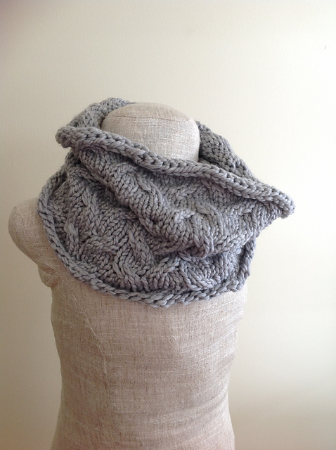 Ravelry: Grey Cabled Cowl pattern by Undeniable Glitter- Alyssa