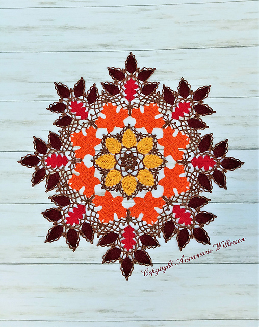 Ravelry: Autumn Leaves and Lace Doily pattern by Annamarie Wilkerson