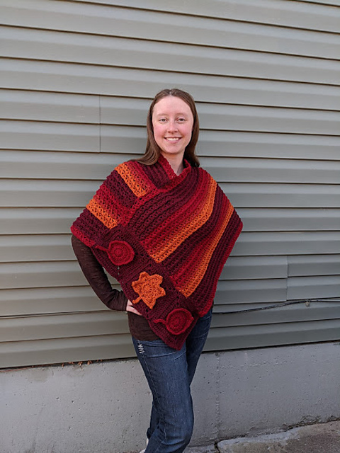 Ravelry: fall leaves poncho pattern by Lauren B Parks