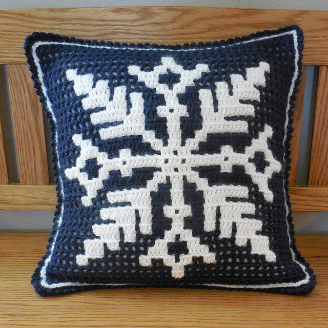 Ravelry: Glacial Snowflake Pillow pattern by Kathryn A. Clark