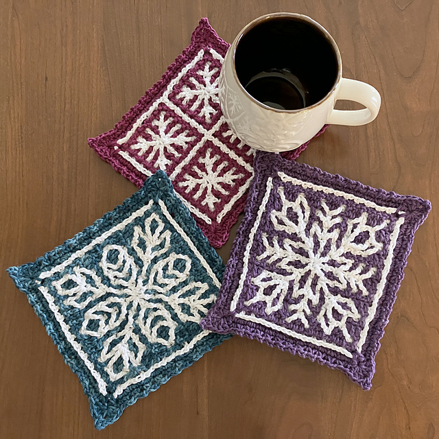 Ravelry: Everything Snowflakes Mug Rug pattern by Kathryn A. Clark