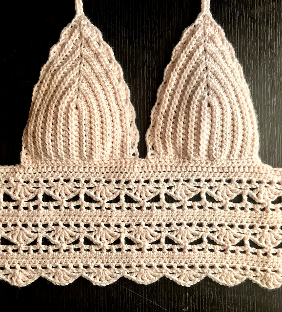 Ravelry: Crop Top with Triangle Cups, Shell Detailing pattern by ...
