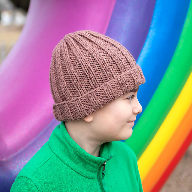 Ravelry: Beginner Kids Flat Knit Ribbed Hat pattern by Gina Michele