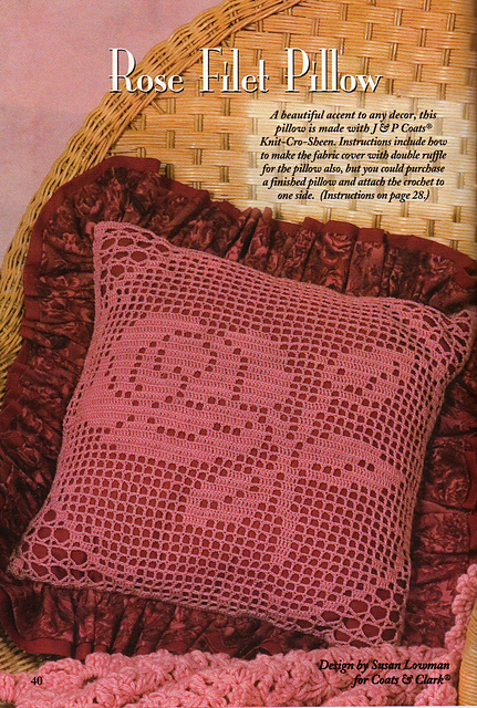 Ravelry: Rose Filet Pillow pattern by Susan Lowman