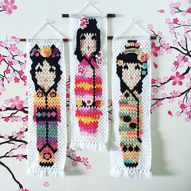 Ravelry: Kaori Geisha Doll Wall Art no.3 pattern by Elizabeth Seeley