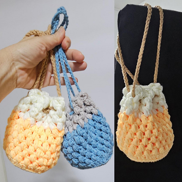 Ravelry: Puffy Drawstring Bag pattern by Crochet Musings