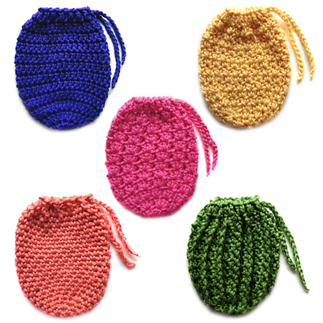 Ravelry: 5 Drawstring Bags pattern by Rachel Choi