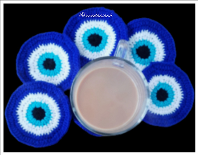 Ravelry: Evil Eye Coaster pattern by Riddhi Shah