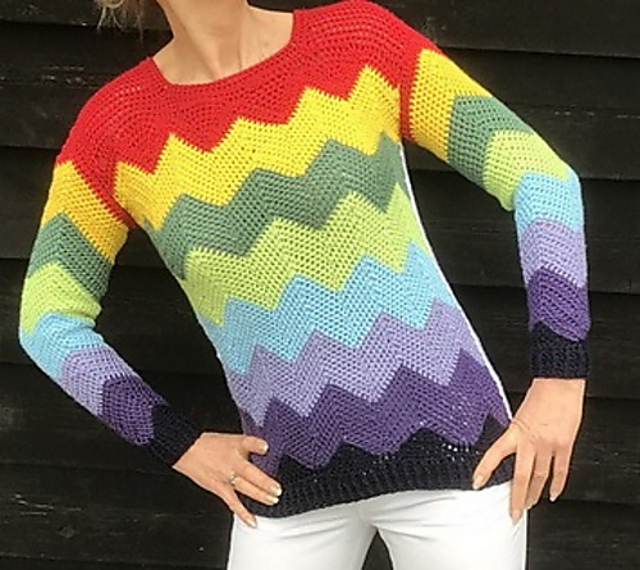 Ravelry: EZ Breezy Rainbow Temperature Sweater pattern by CroJennifer