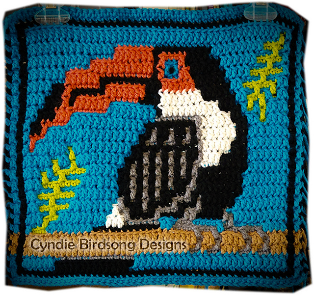 Ravelry: Tropical Toucan overlay mosaic square pattern by Cyndie Birdsong
