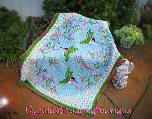 Ravelry: Happy Hummingbirds - overlay mosaic blanket pattern by Cyndie Birdsong