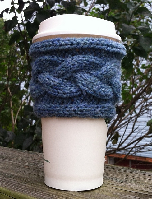 Ravelry: Cabled Coffee Cozy pattern by Caroline Hockenberry