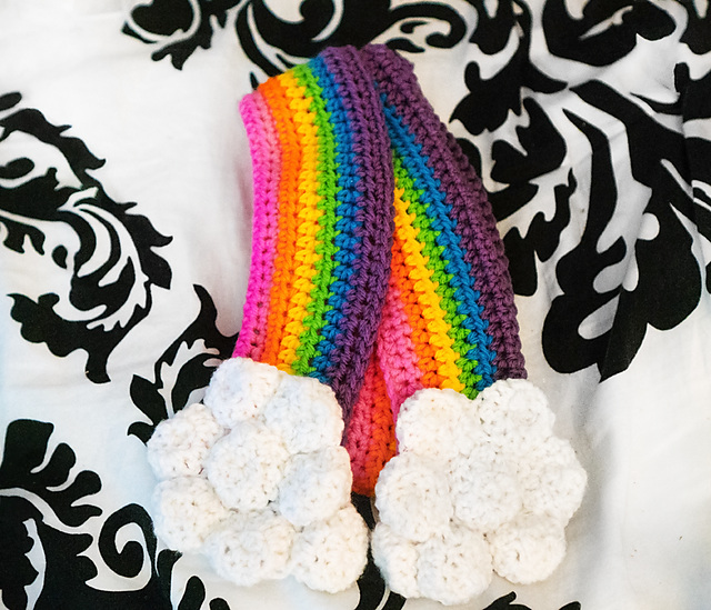 Ravelry: Rainbow Scarf with Clouds pattern by Crissy Moon