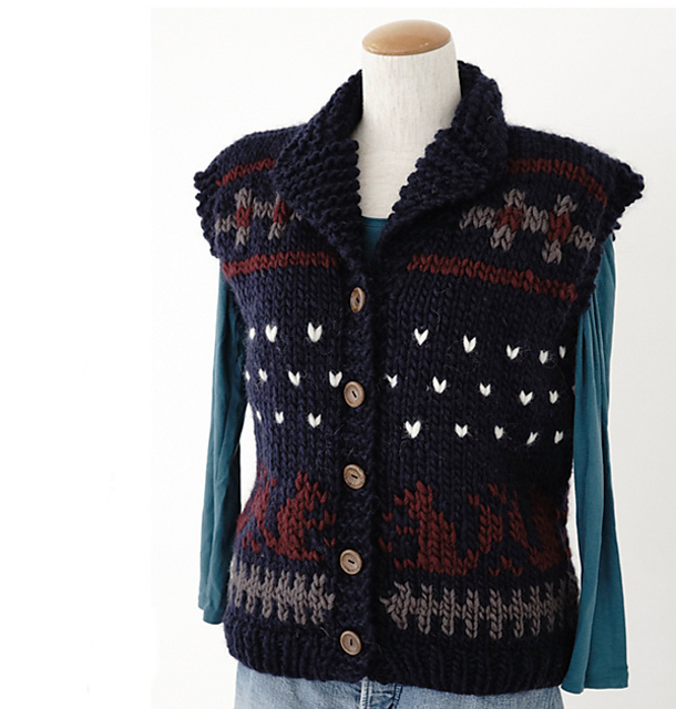 Ravelry: 1219kb Squirrel Cowichan Vest pattern by Pierrot (Gosyo Co., Ltd)